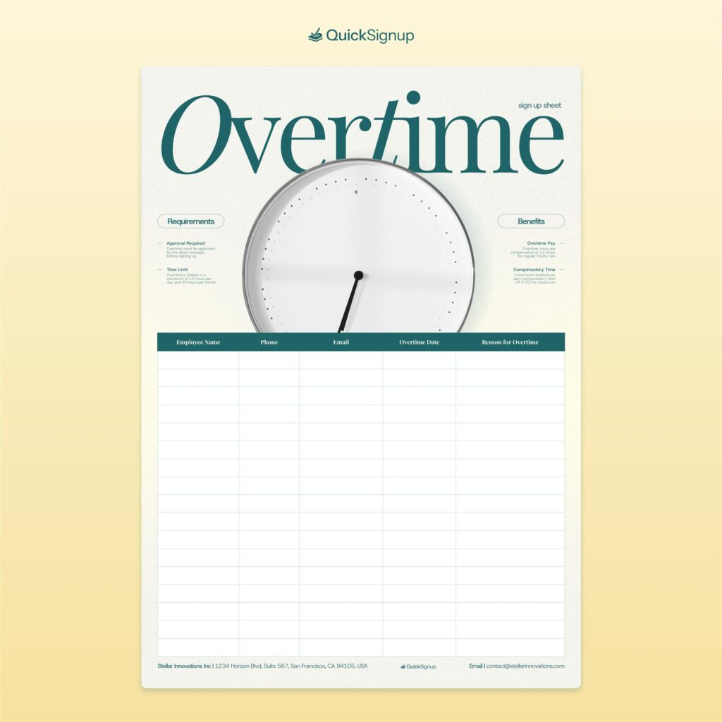 3 Easy Overtime Sign Up Sheet Templates [+ Online App]