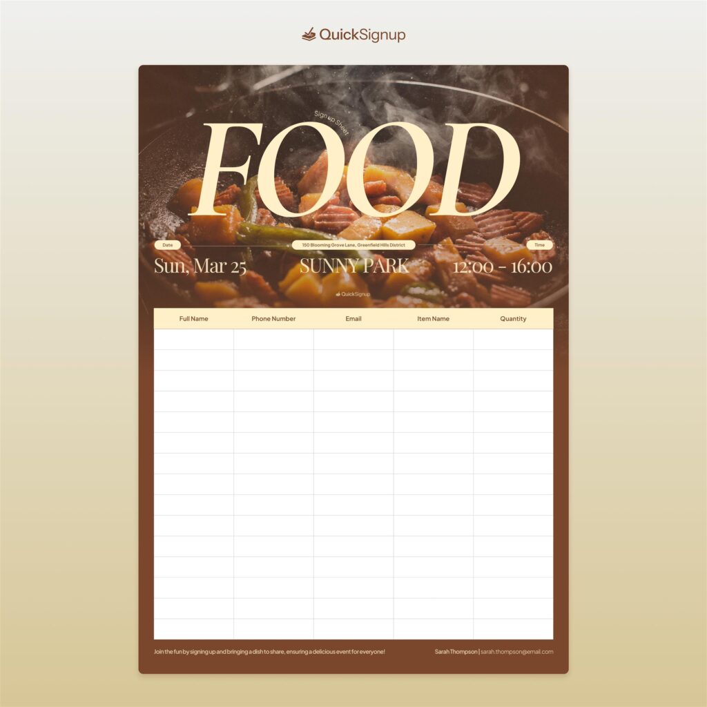 3 Great Food Sign Up Sheet Templates [Online + Word, PDF]