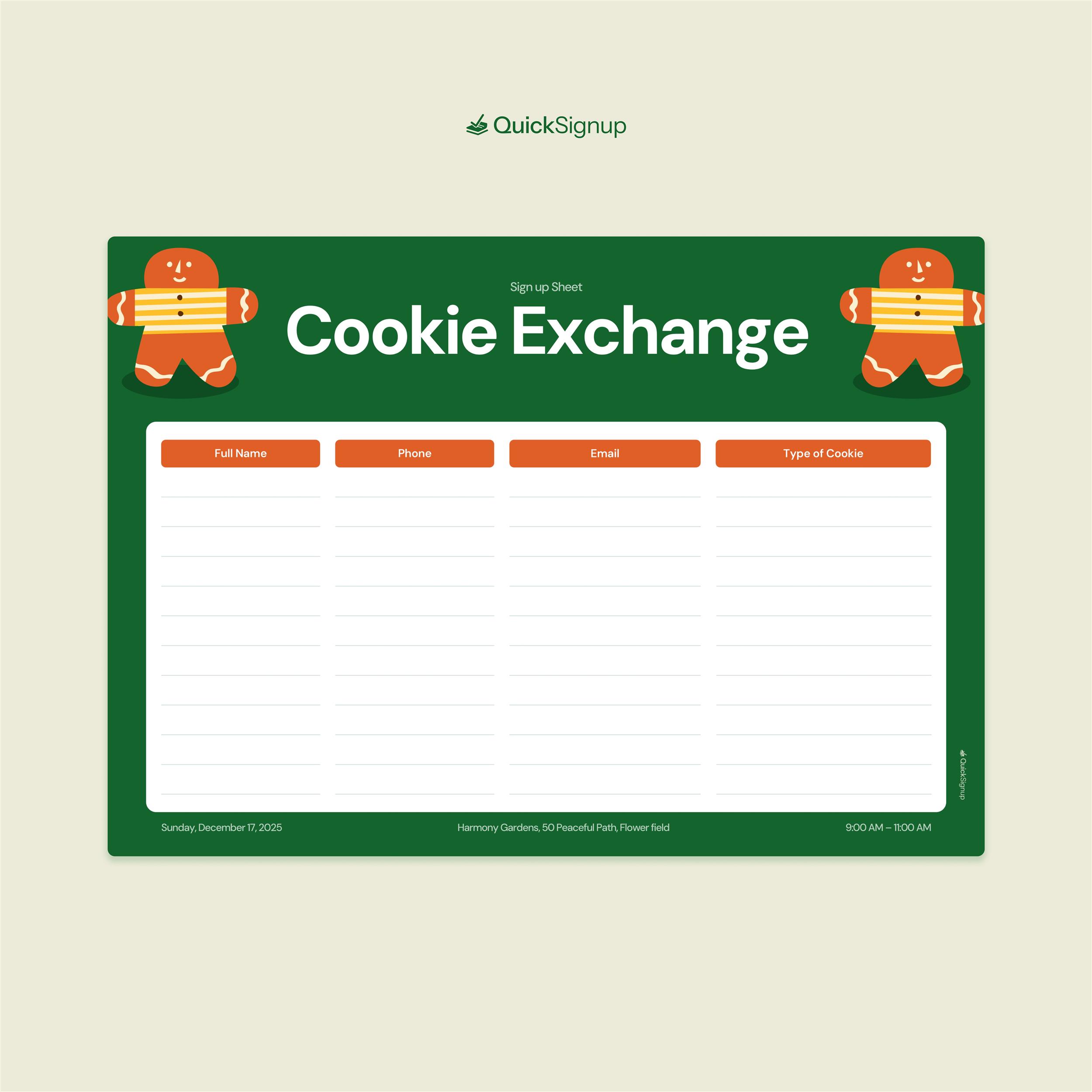 3 Cookie Exchange Sign Up Sheet Templates [100% Free]